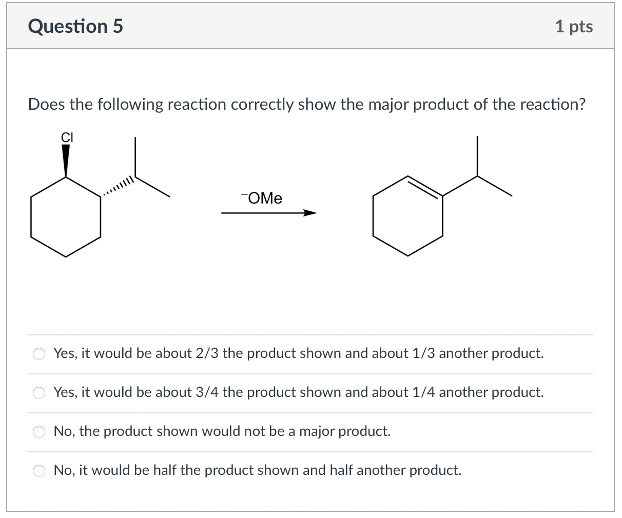 Solved Question 5 1 pts Does the following reaction | Chegg.com