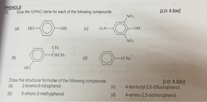 Solved PHENOLS 13. Give the IUPAC name for each of the | Chegg.com
