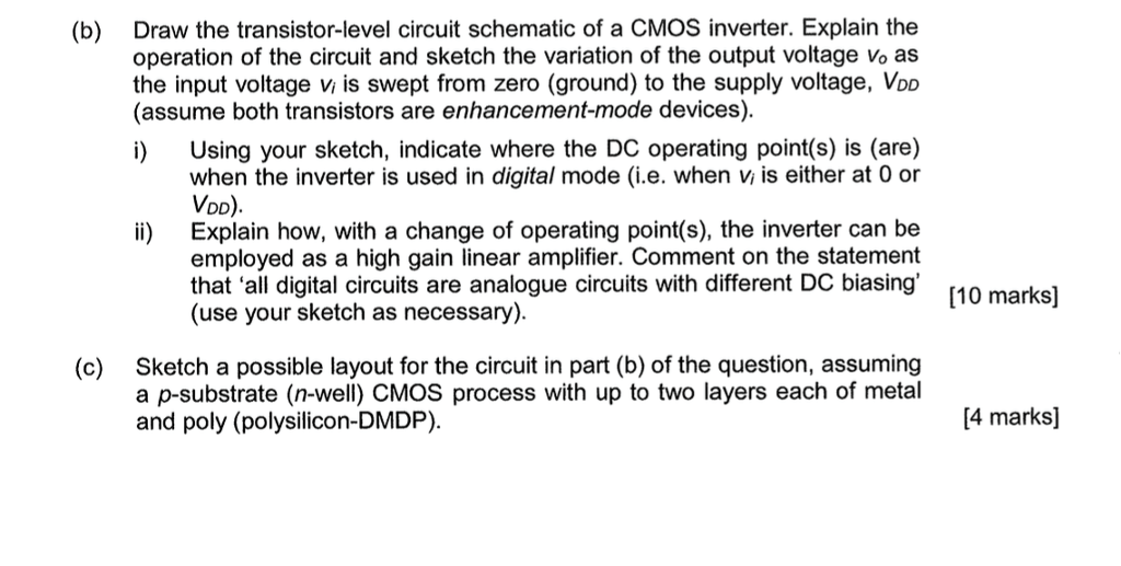Solved Draw the transistor-level circuit schematic of a CMOS | Chegg.com
