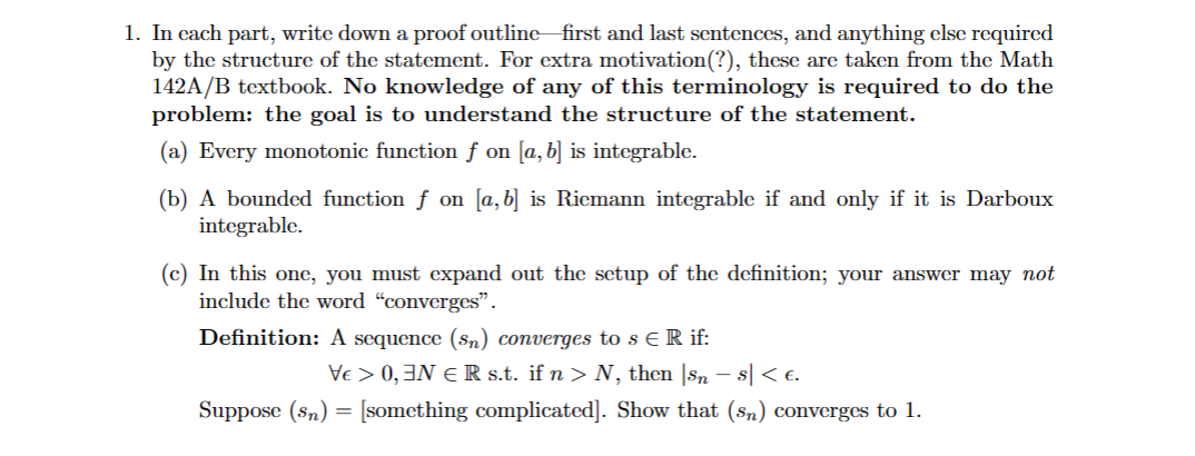 Solved 1. In each part, write down a proof outline - first | Chegg.com