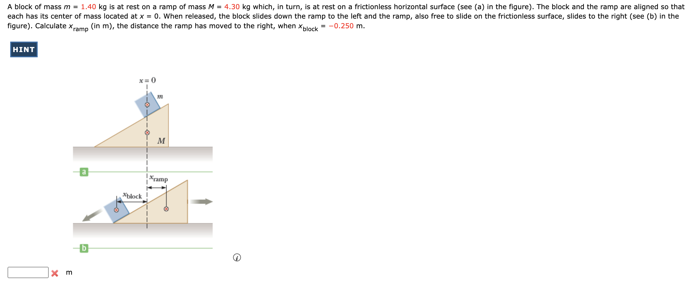 Solved figure). Calculate xramp (in m ), the distance the | Chegg.com