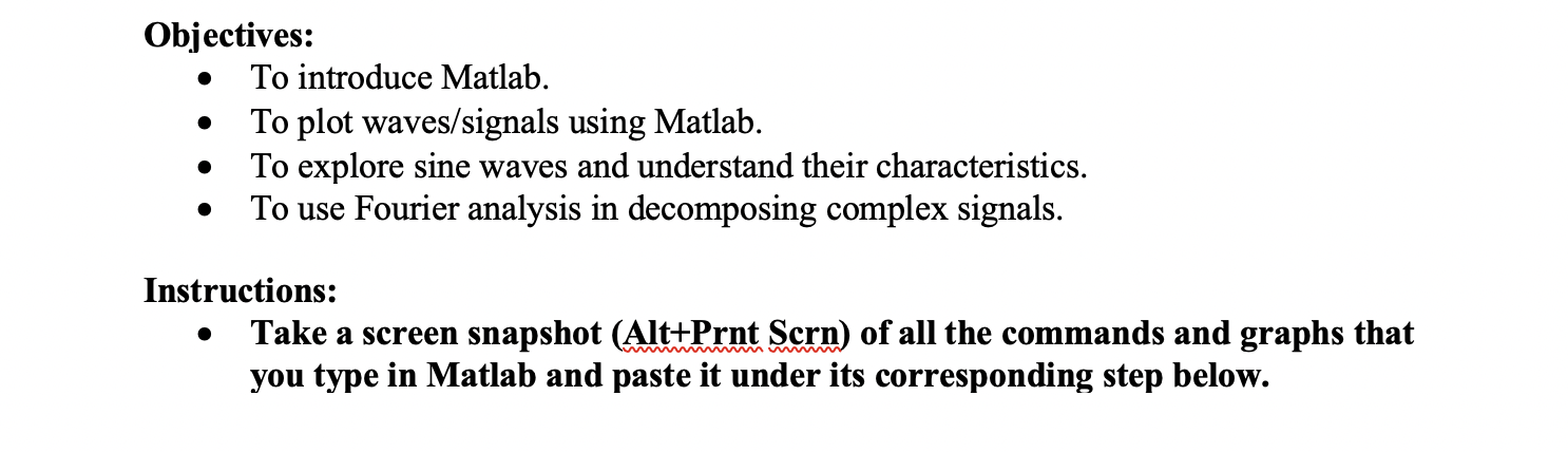 Solved Objectives: To introduce Matlab. To plot | Chegg.com