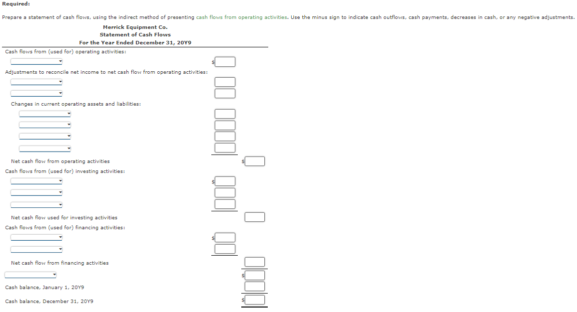 Solved Statement of Cash Flows-Indirect Method The | Chegg.com