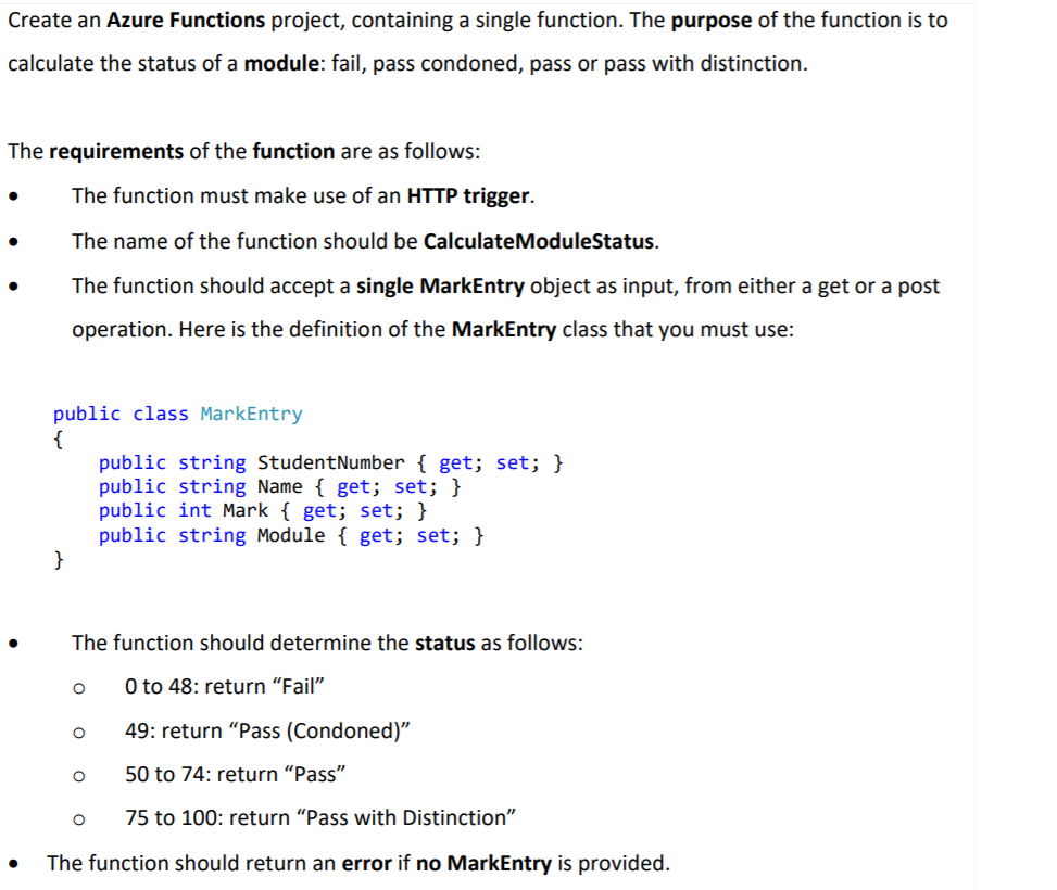 Solved Create An Azure Functions Project Containing A