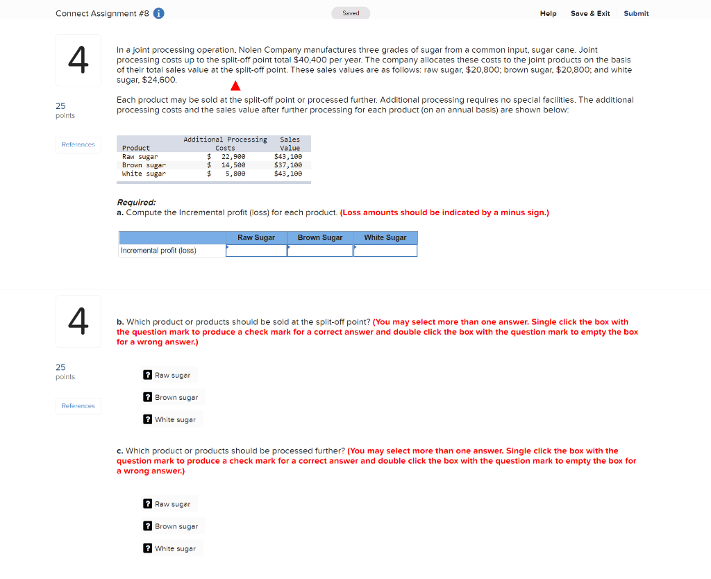 Solved Connect Assignment #8 Seved Help Save & Exit Submit 4 | Chegg.com
