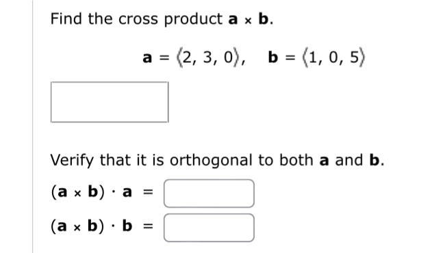Solved Find the cross product | Chegg.com