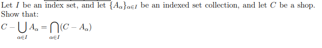 Solved Let I be an index set, and let {Aα}α∈I be an indexed | Chegg.com