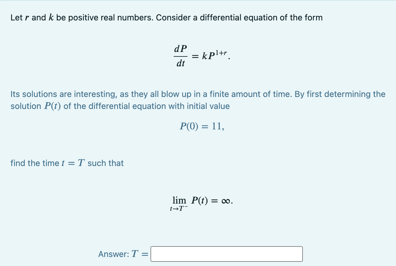Solved Let r and k be positive real numbers. Consider a | Chegg.com