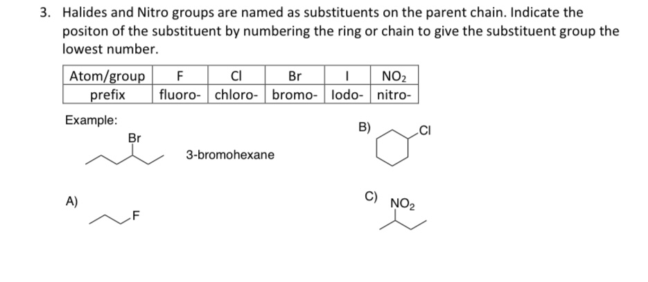 Solved Halides and Nitro groups are named as substituents on | Chegg.com