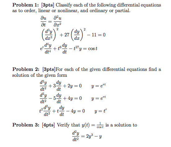 Solved Problem 1: [3pts] Classify each of the following | Chegg.com