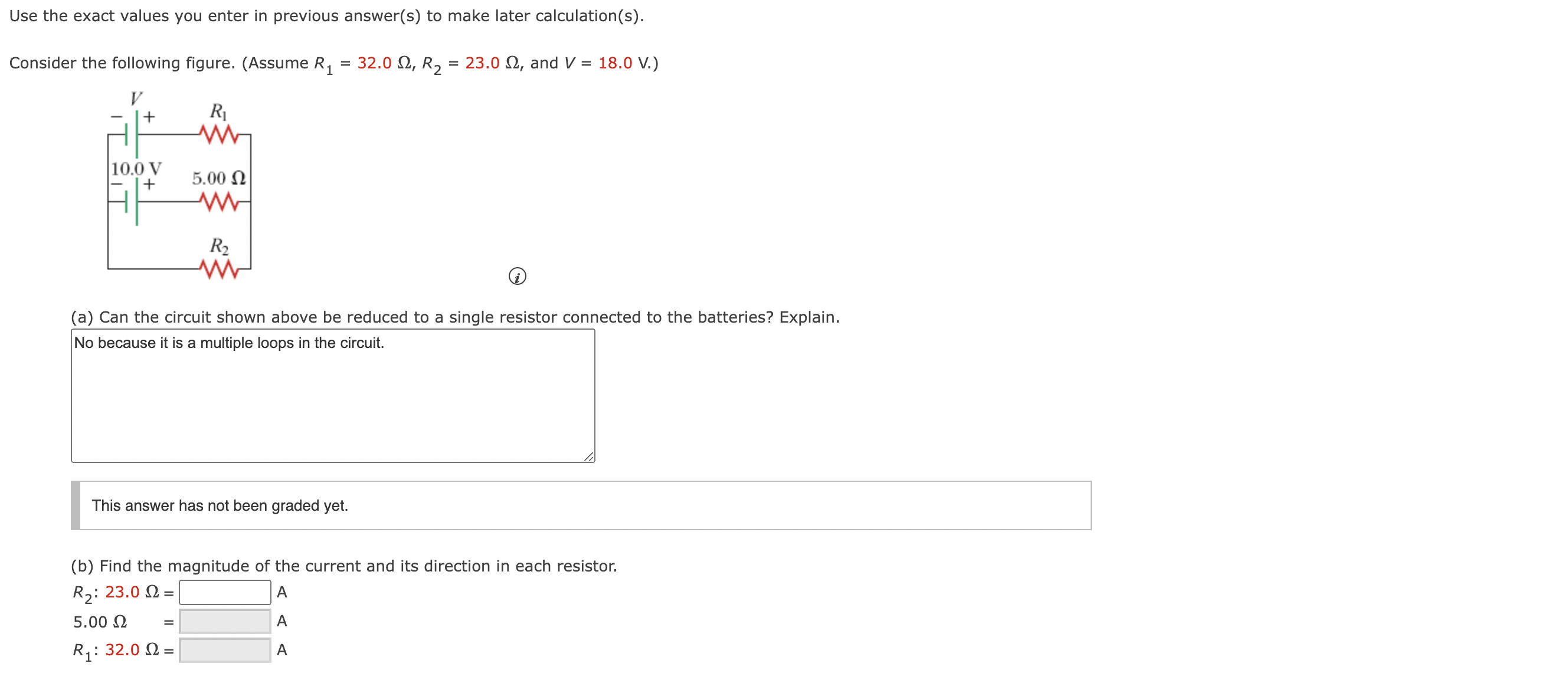 Solved Use the exact values you enter in previous answer(s) | Chegg.com