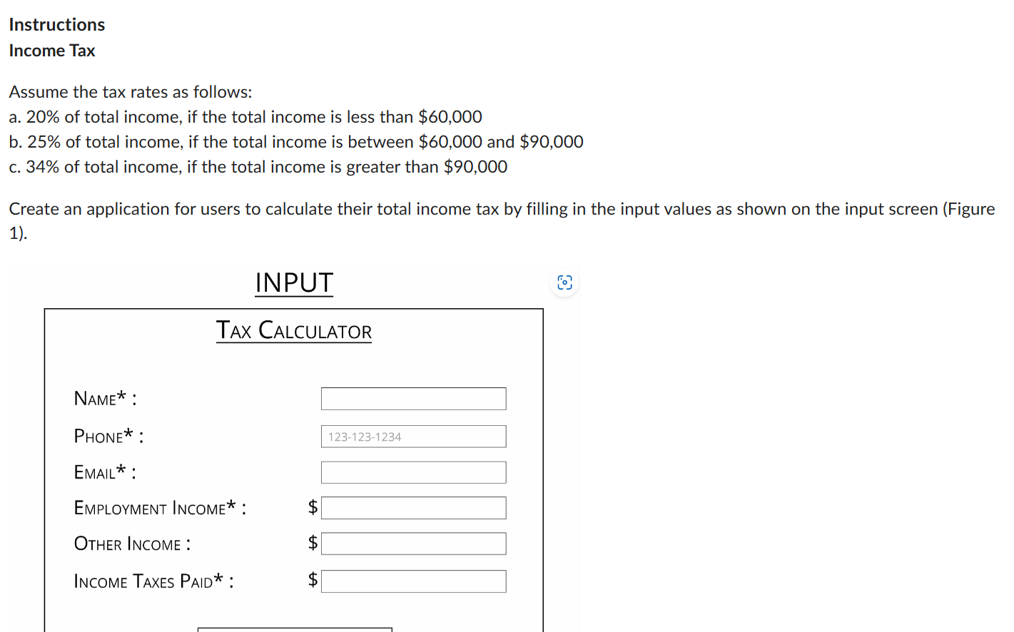 Solved Instructions Income Tax Assume the tax rates as | Chegg.com