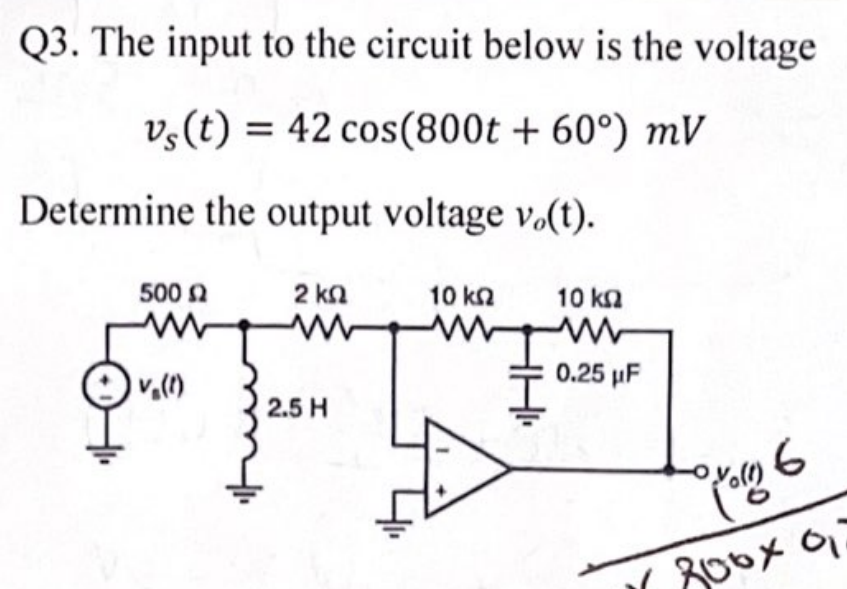 Solved Q3. The input to the circuit below is the voltage | Chegg.com
