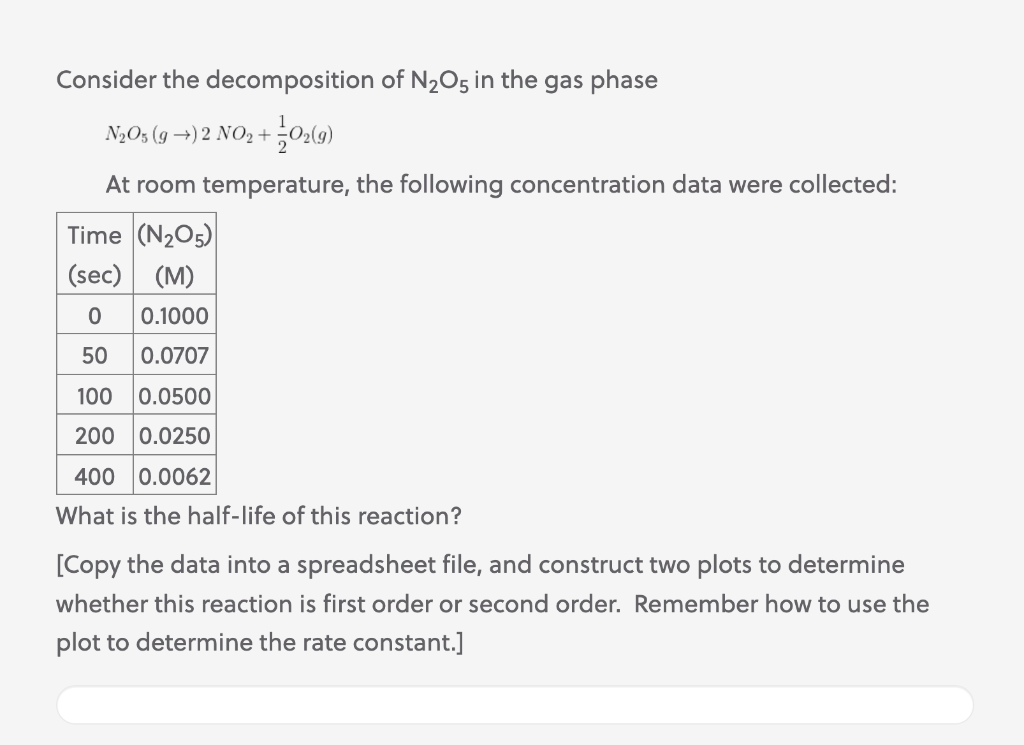 Solved Consider the decomposition of N2O5 in the gas phase | Chegg.com