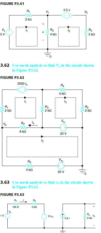 Solved 3.61 Find mesh currents I and I2 and node voltages VI | Chegg.com