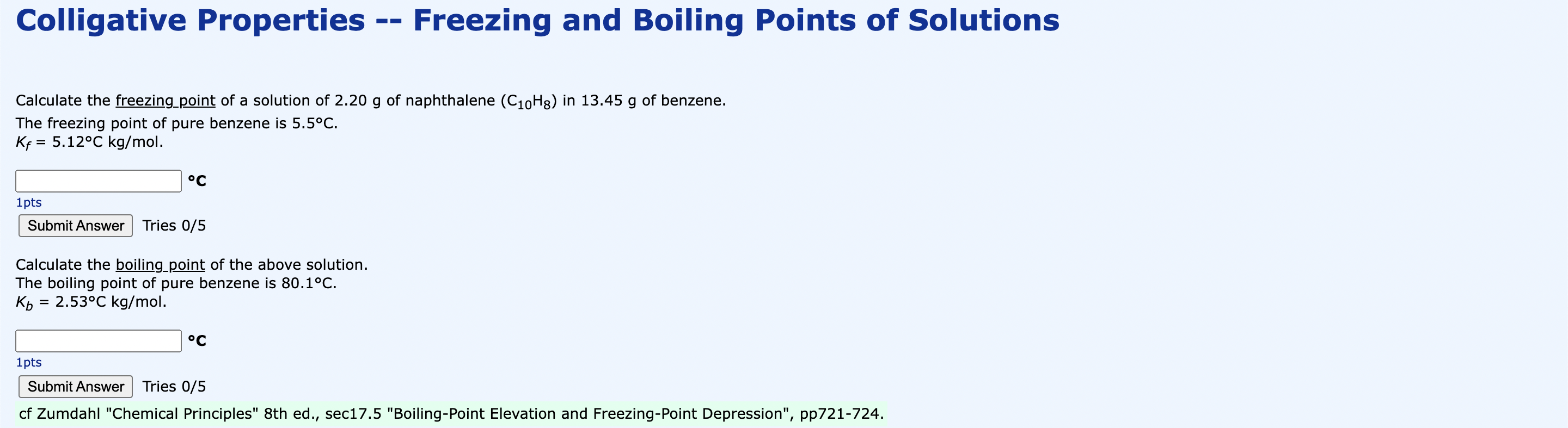 Solved Colligative Properties __ Freezing and Boiling Points | Chegg.com