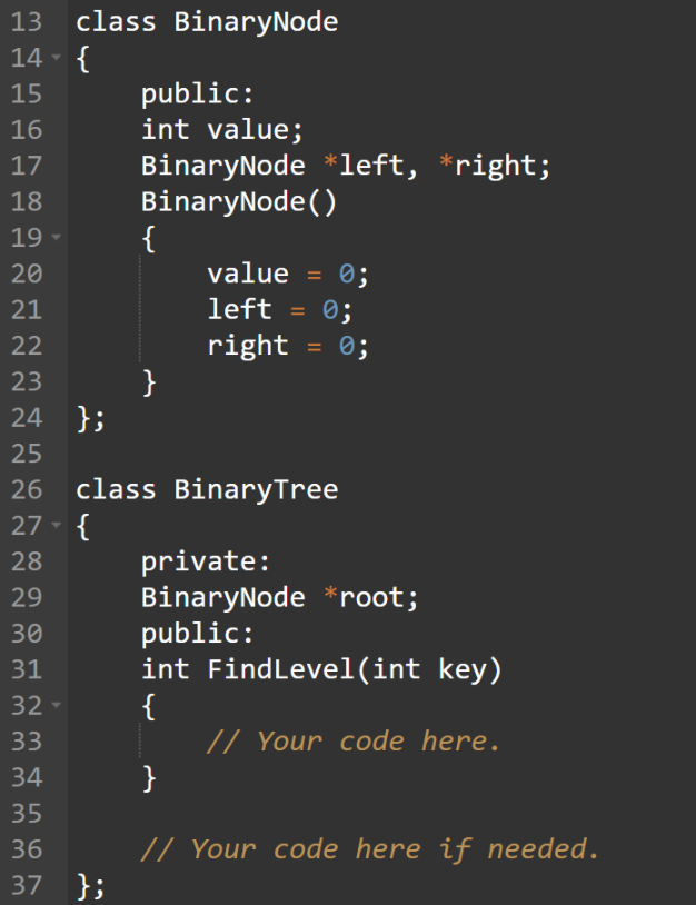Solved Insert a method so that it finds the level of a node | Chegg.com