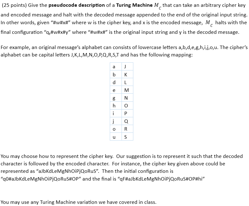 Solved (25 points) Give the pseudocode description of a | Chegg.com