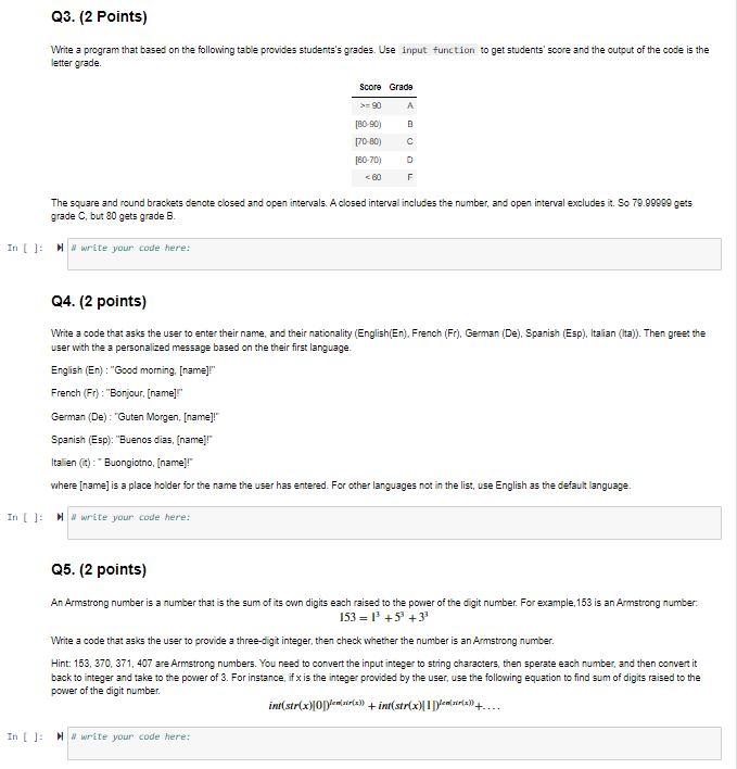 Solved Q3. (2 Points) Write a program that based on the | Chegg.com