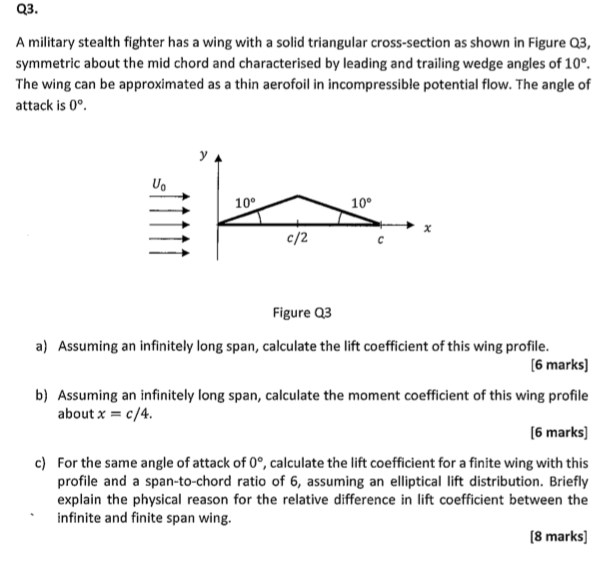Q3. A military stealth fighter has a wing with a | Chegg.com
