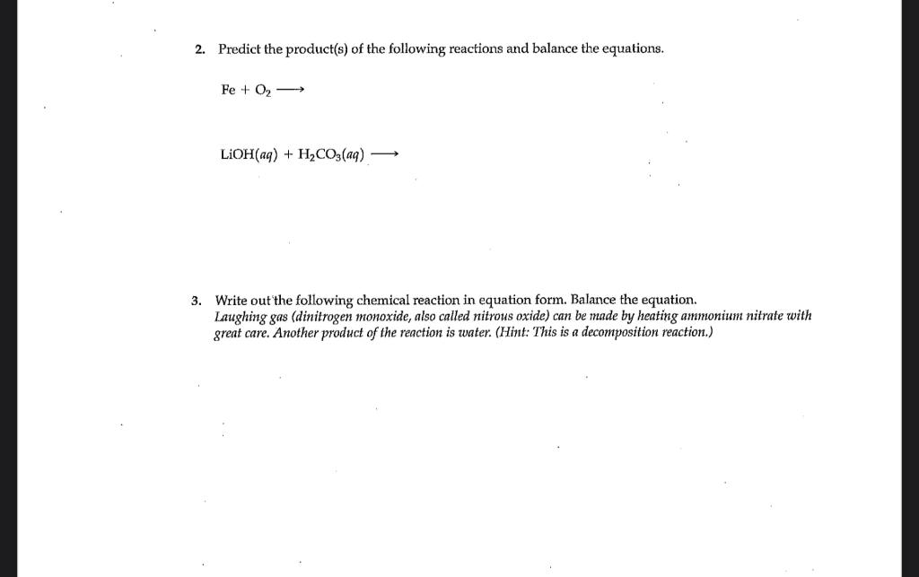 Solved 2. Predict the product(s) of the following reactions | Chegg.com