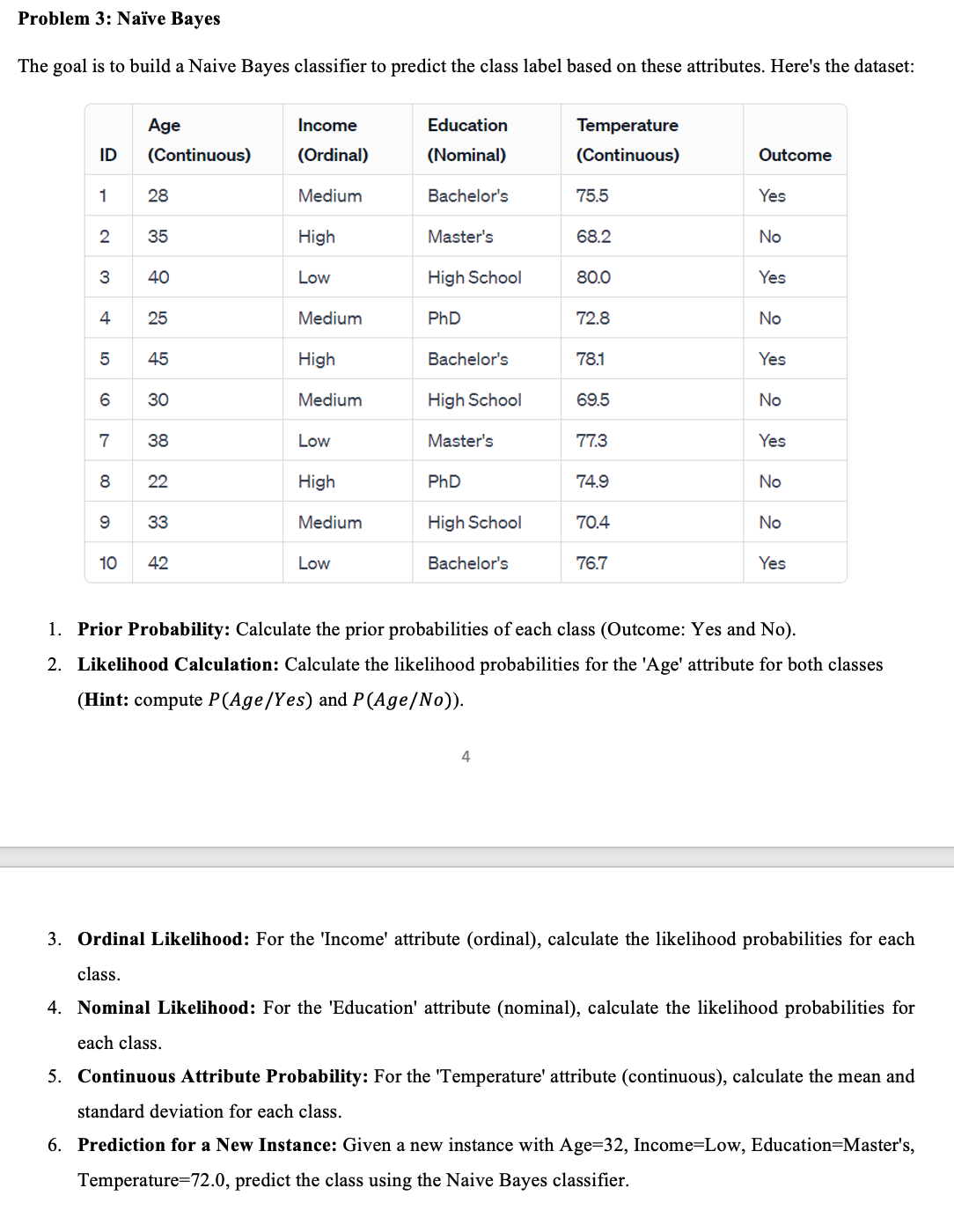 Solved Problem 3: Naïve BayesThe goal is to build a Naive | Chegg.com