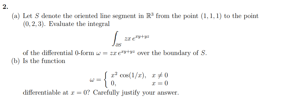 Solved (a) Let S denote the oriented line segment in R3 from | Chegg.com