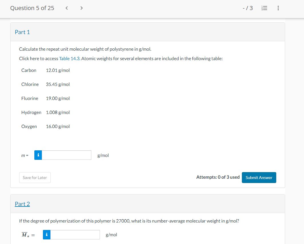 Solved Calculate The Repeat Unit Molecular Weight Of