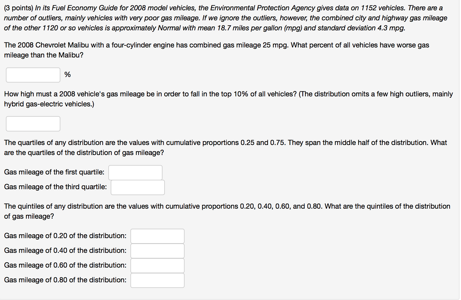 Solved (3 points) In its Fuel Economy Guide for 2008 model | Chegg.com