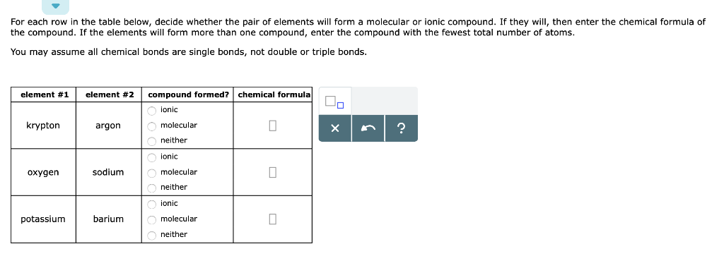 Solved For each row in the table below, decide whether the | Chegg.com