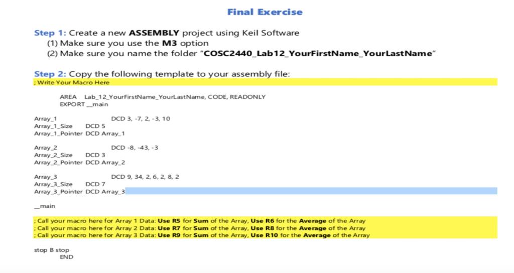 Solved Final Exercise Step 1: Create a new ASSEMBLY project | Chegg.com