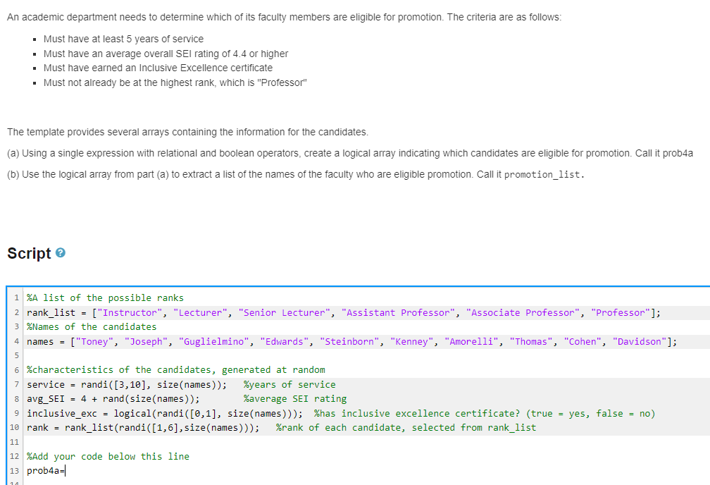 Solved An academic department needs to determine which of | Chegg.com
