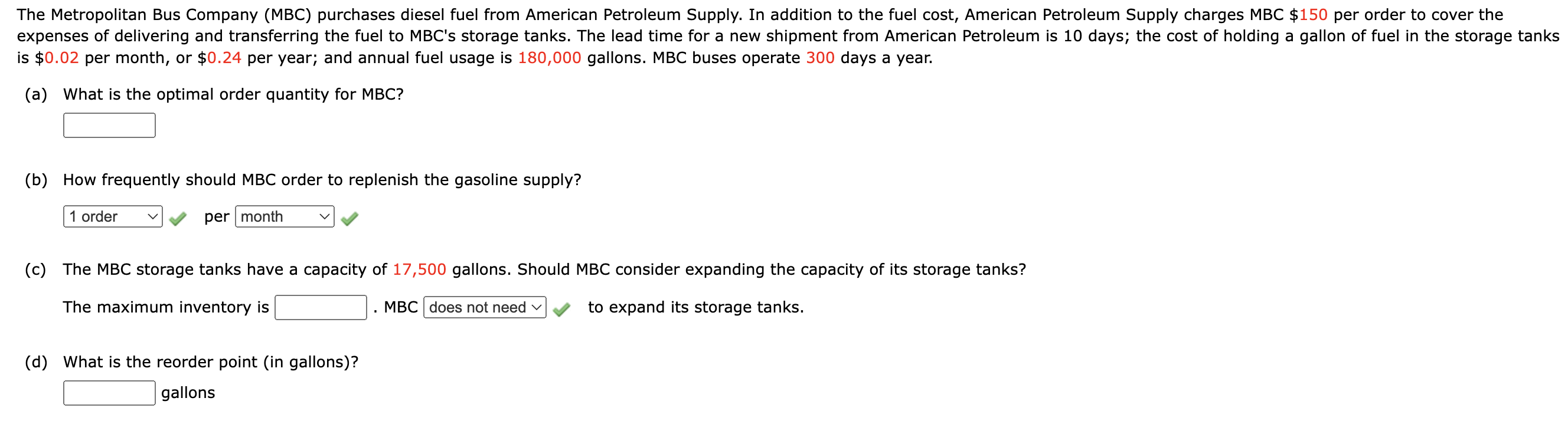 Solved The Metropolitan Bus Company (MBC) ﻿purchases diesel | Chegg.com