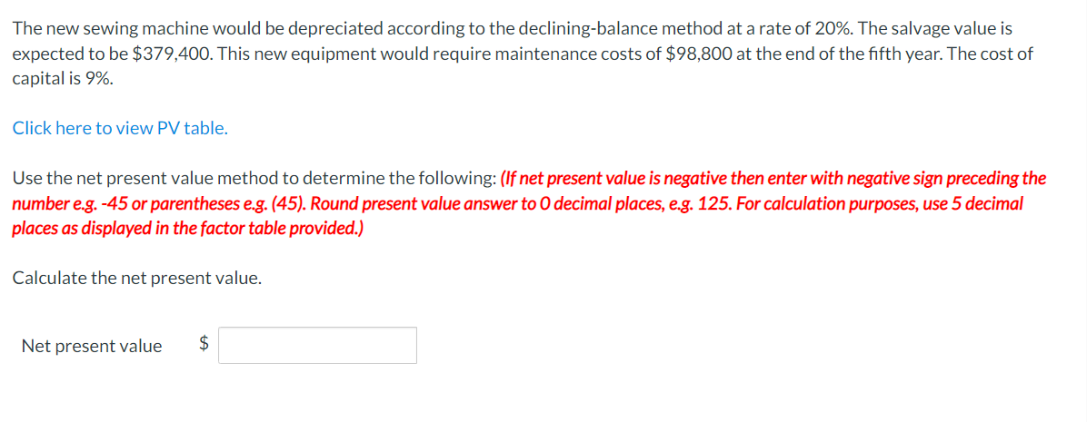 The new sewing machine would be depreciated according | Chegg.com