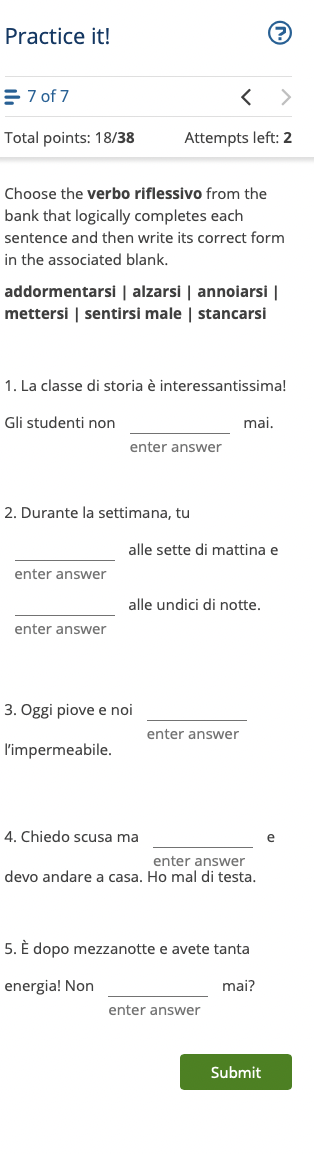 Choose the verbo riflessivo from the bank that | Chegg.com