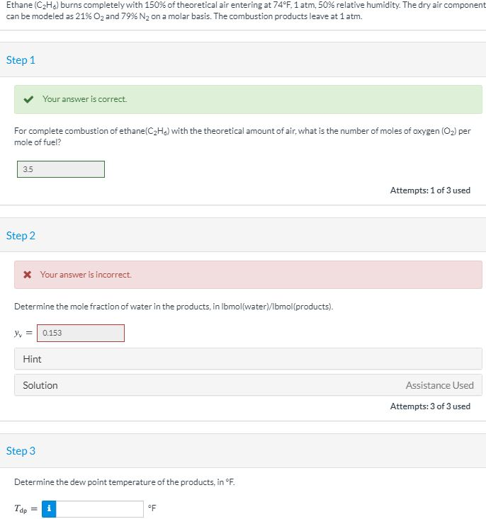 Solved Ethane (C2H8) burns completely with 150% of | Chegg.com