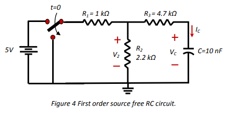 Solved 3- For the first order source free RC circuit shown | Chegg.com