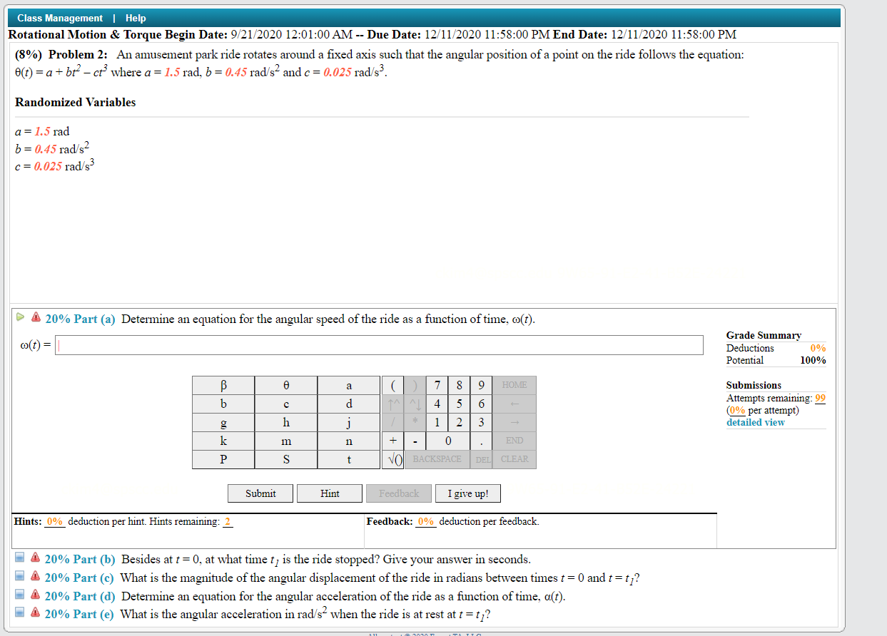 Solved Class Management | Help Rotational Motion & Torque | Chegg.com