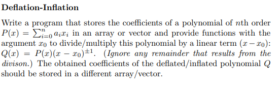 Solved Deflation-Inflation Write a program that stores the | Chegg.com