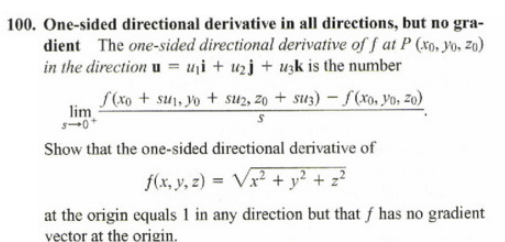 Solved 100. One-sided directional derivative in all | Chegg.com
