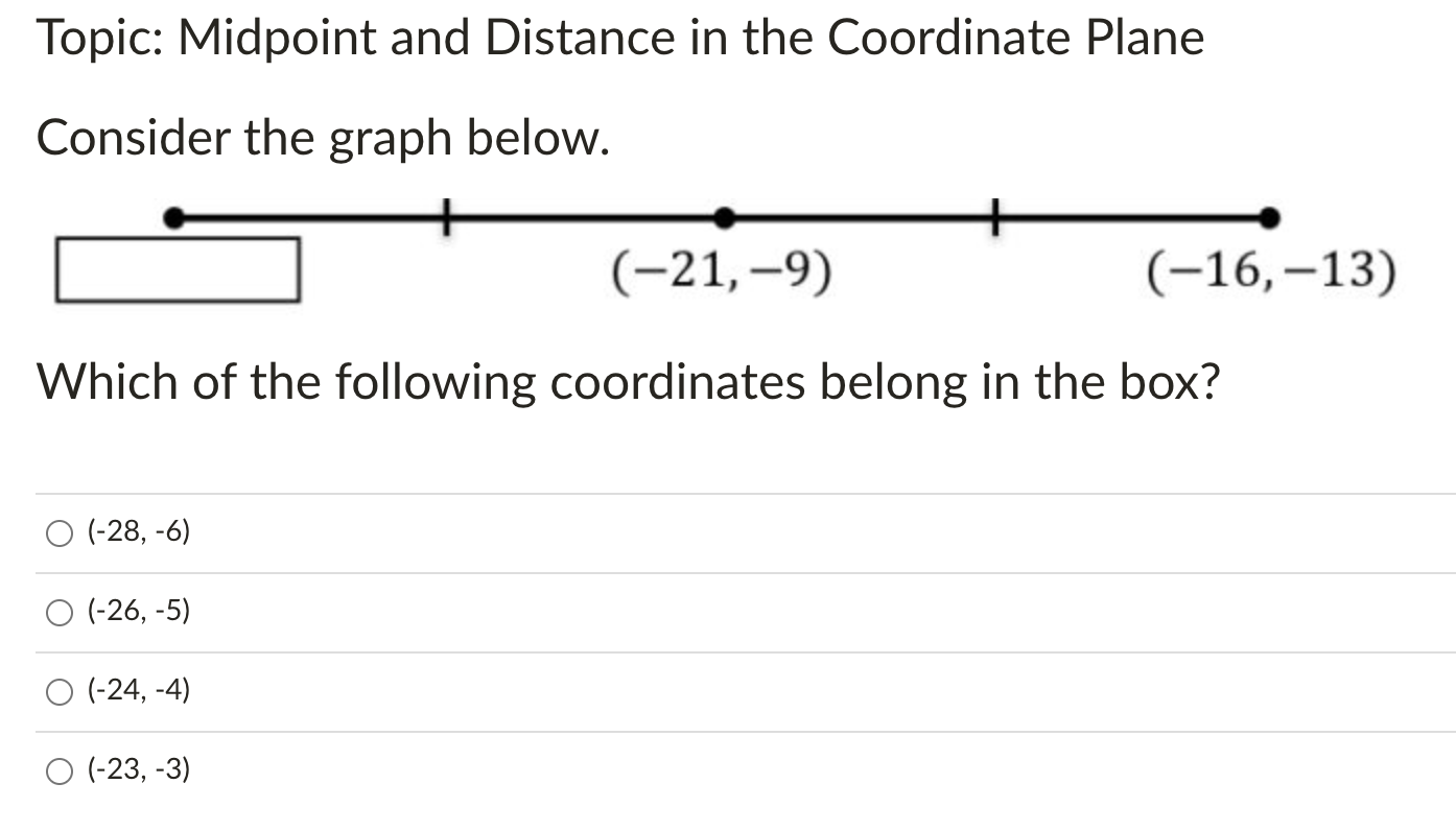 Solved Topic: Midpoint and Distance in the Coordinate Plane | Chegg.com