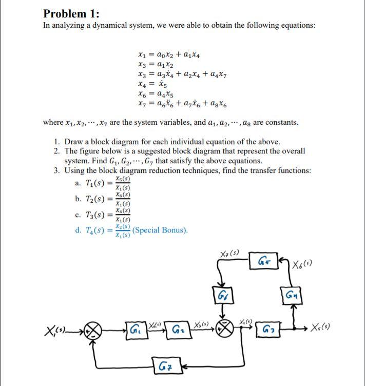 Problem 1: In analyzing a dynamical system, we were | Chegg.com