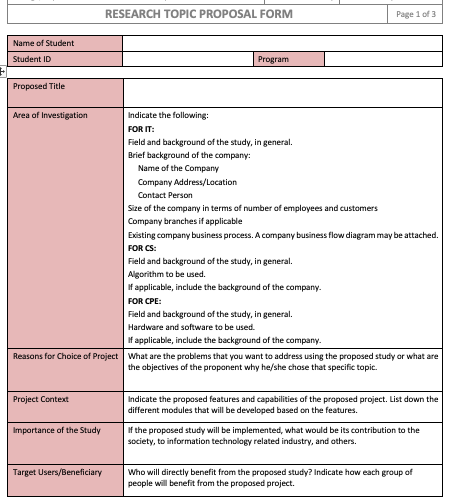 RESEARCH TOPIC PROPOSAL FORM Page 1 of 3 Name of | Chegg.com