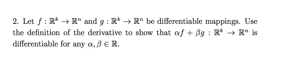 Solved Let f:Rk→Rn ﻿and g:Rk→Rn ﻿be differentiable mappings. | Chegg.com