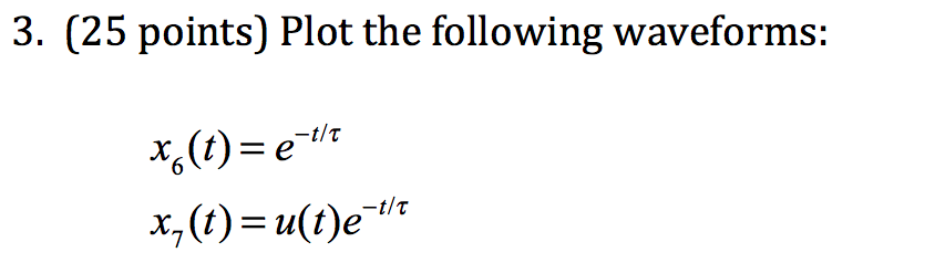 Solved 3. (25 points) Plot the following waveforms: x6(t) = | Chegg.com