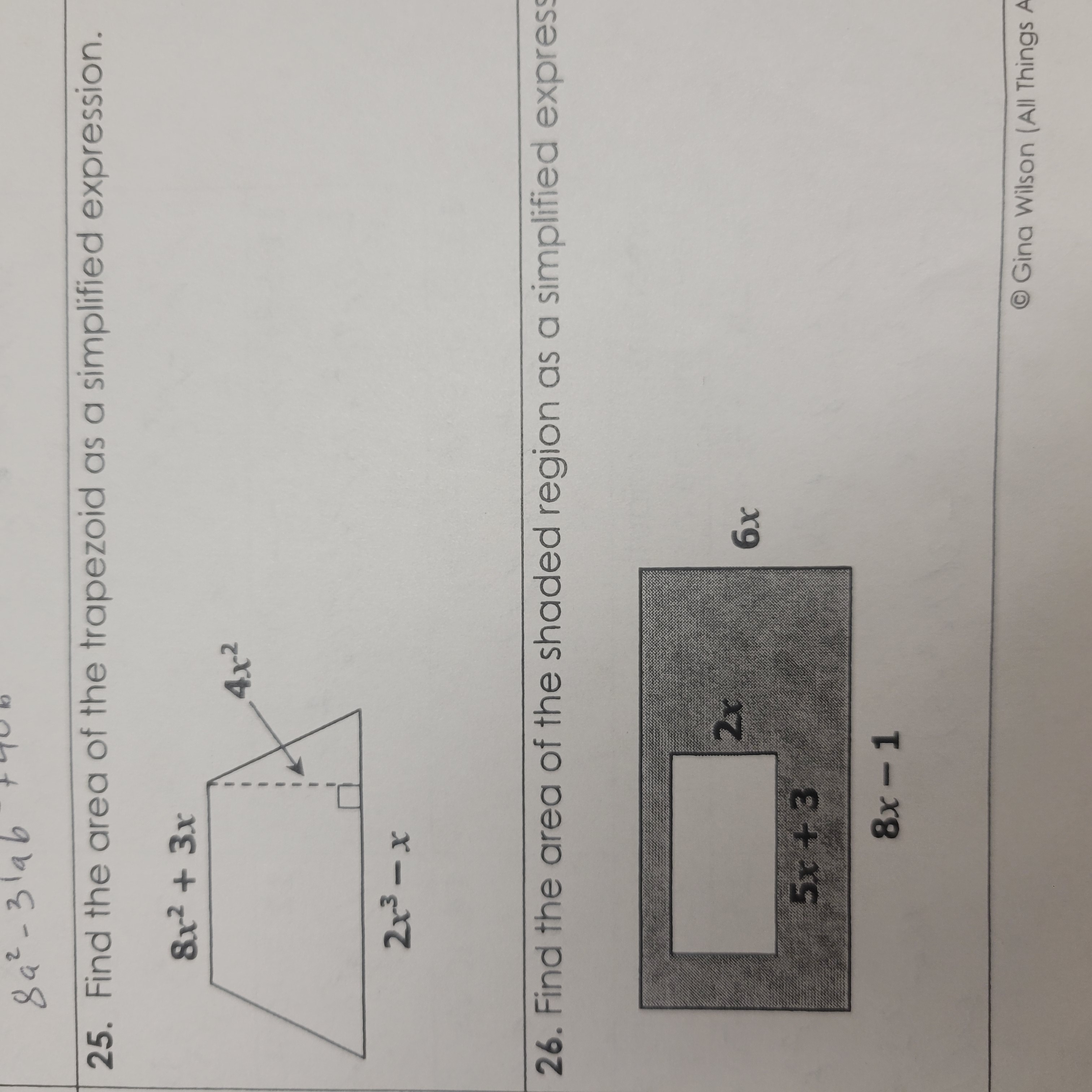 Solved Find the area of the trapezoid as a simplified | Chegg.com