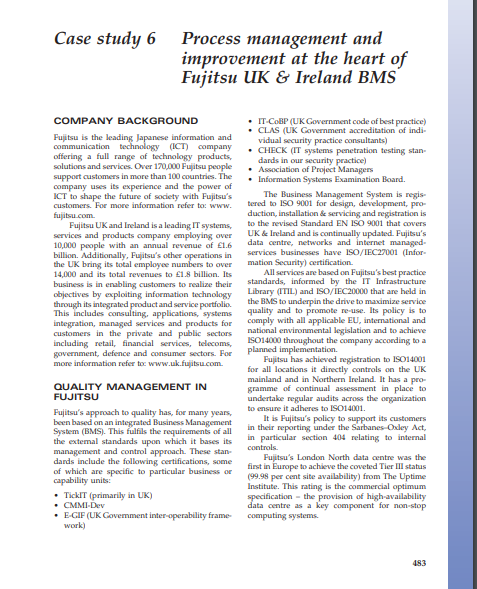 Solved Case study 6 Process management and improvement at | Chegg.com