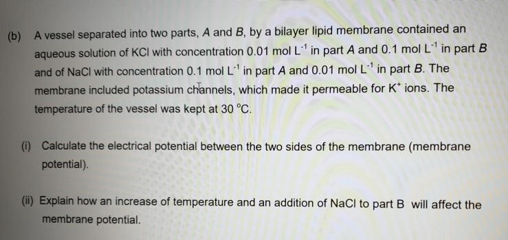 Solved (b) A vessel separated into two parts, A and B, by a | Chegg.com