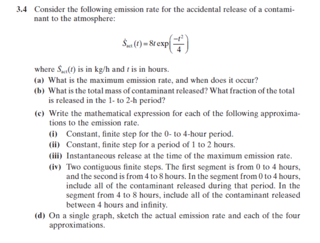 Solved .4 Consider the following emission rate for the | Chegg.com