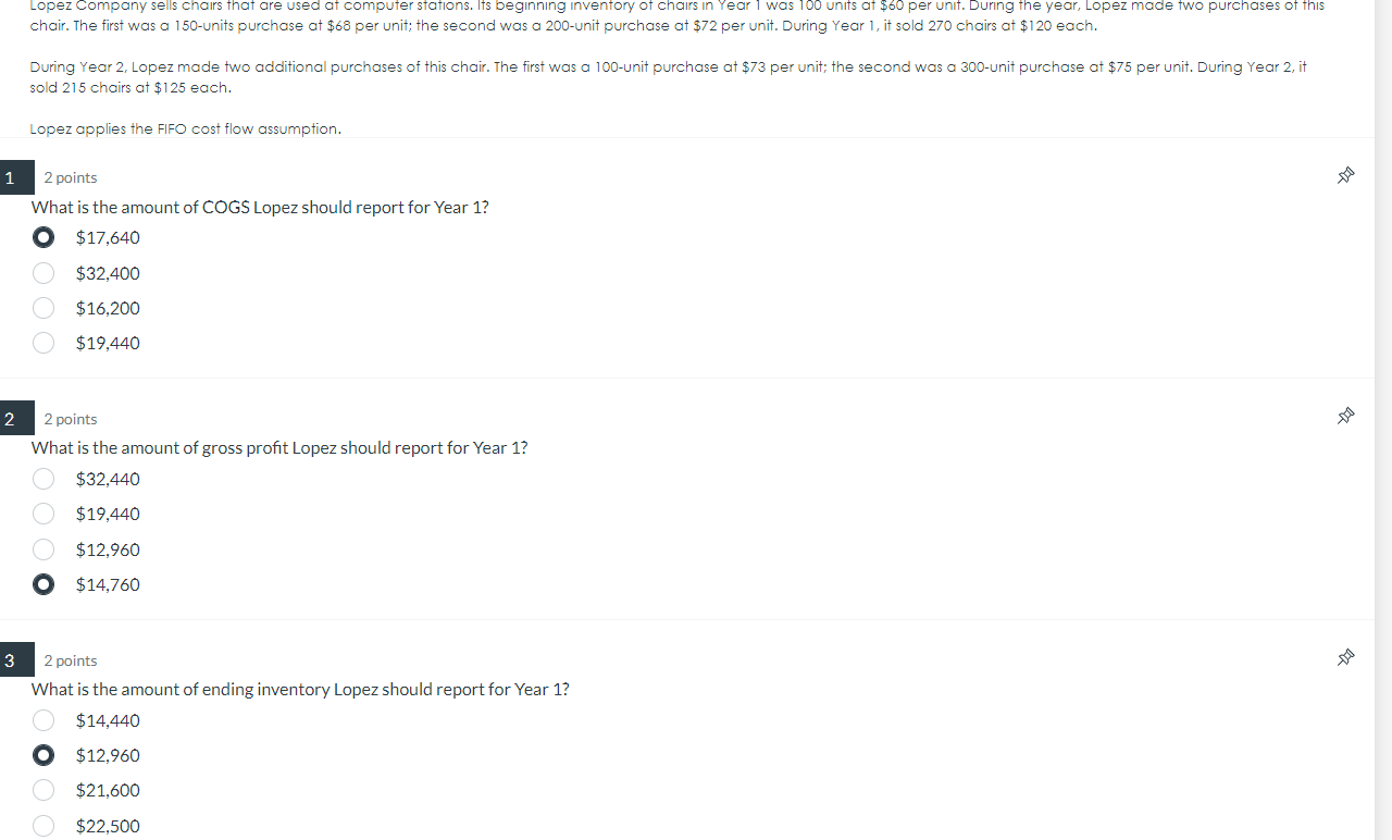 Solved BONUS: Inventory Review Quiz Lopez Company sells | Chegg.com